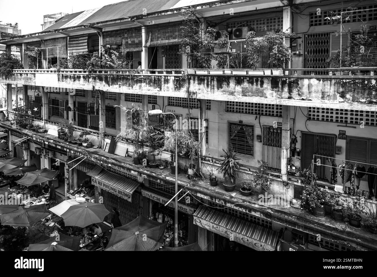 Daily life of traditional market at Phung Hung street, Cho Lon. Street ...