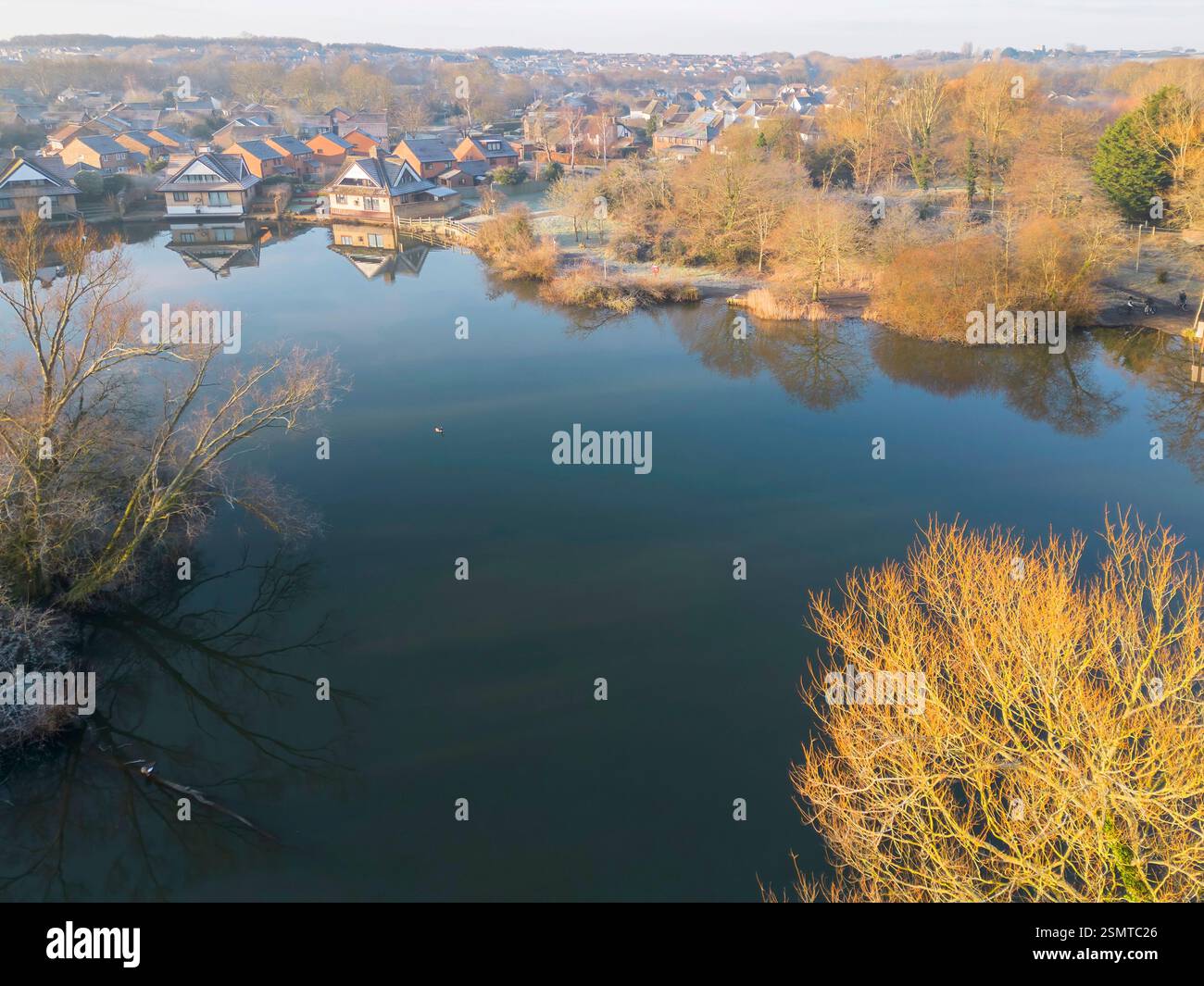 aerial view of singleton lake nature reserve near ashford in kent is a ...