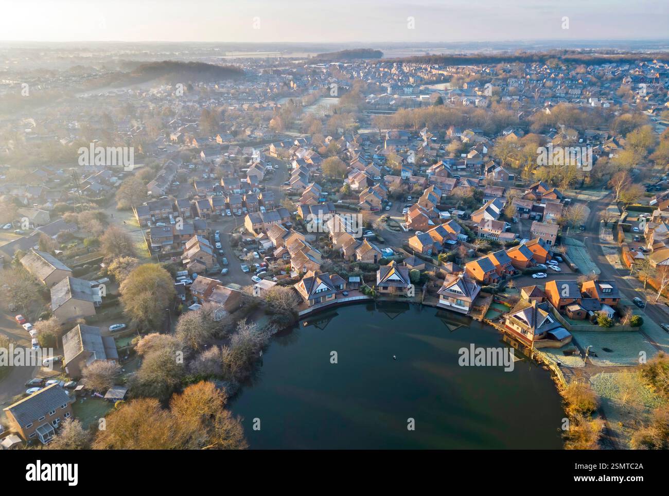 aerial view of singleton lake nature reserve near ashford in kent is a ...