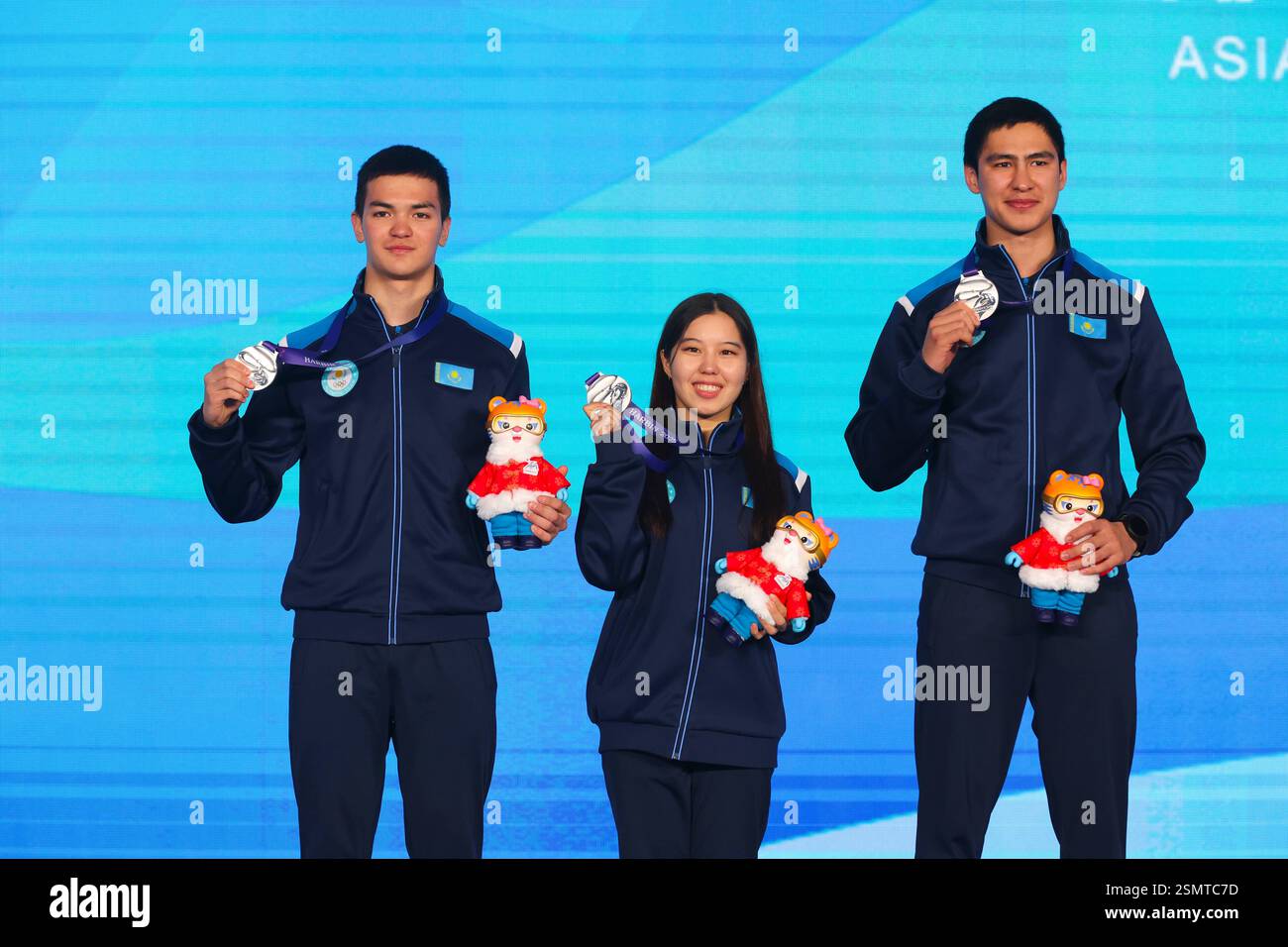 Harbin, China. 10th Feb, 2025. Kazakhstan team group (KAZ) Freestyle Skiing : Mixed Team Aerials ...