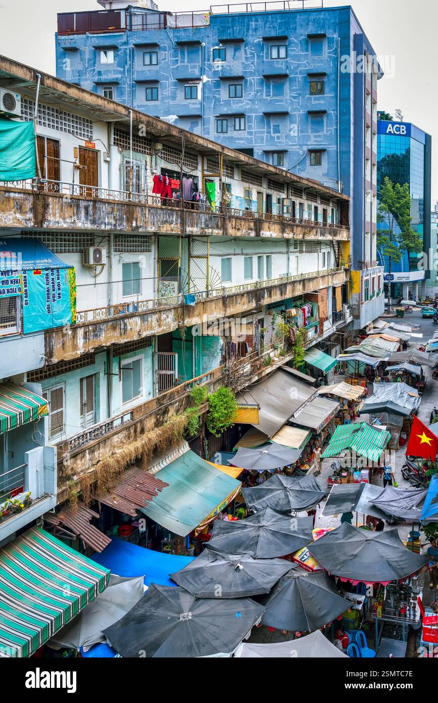 Daily life of traditional market at Phung Hung street, Cho Lon. Street ...