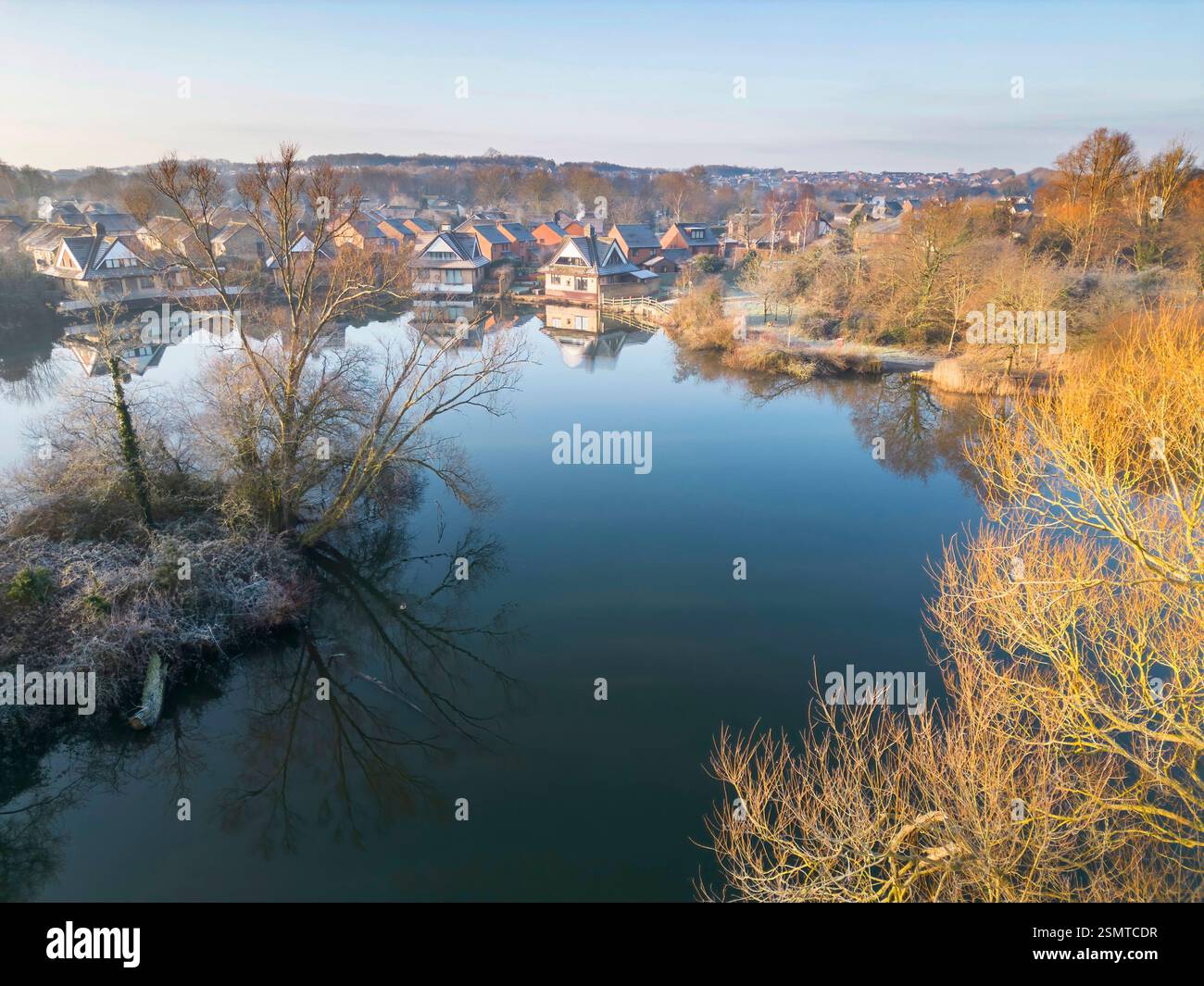 aerial view of singleton lake nature reserve near ashford in kent is a ...