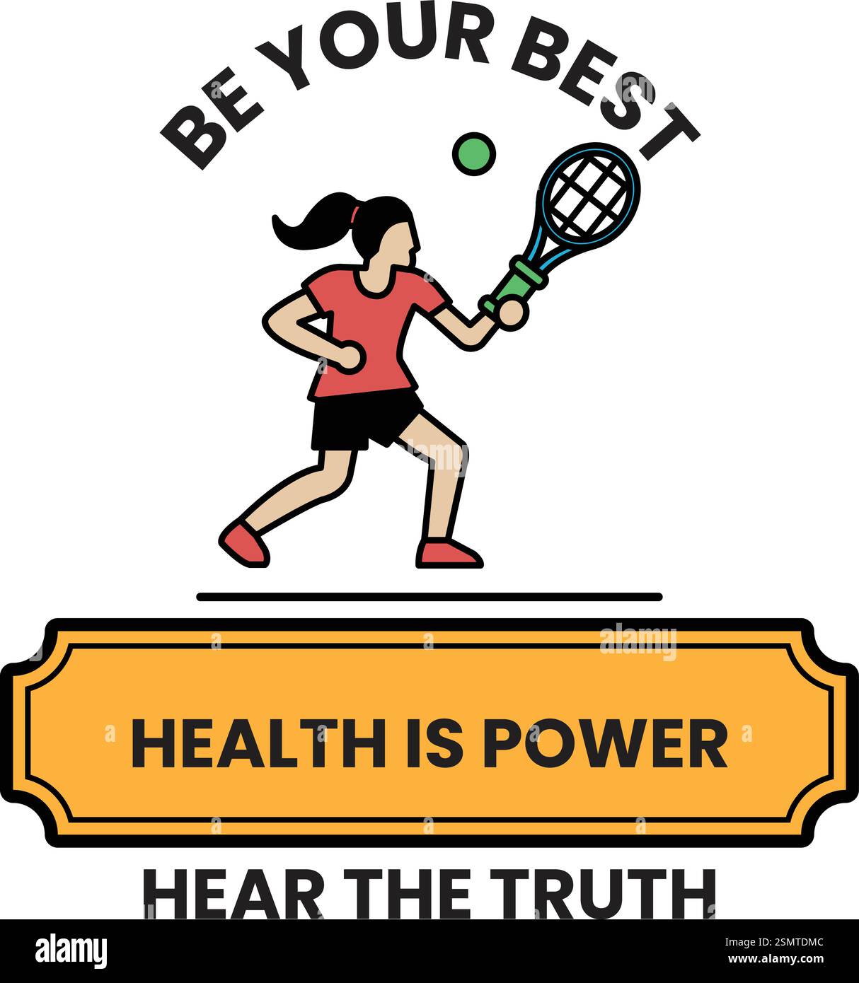 A woman playing tennis with a tennis racket in the style of sign ...