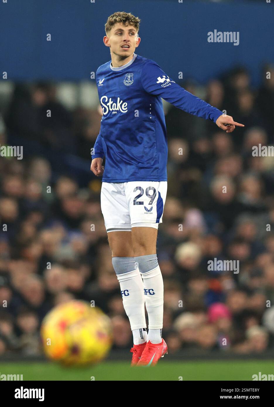 Liverpool, England, 12th February 2025. Jesper Lindstrom of Everton ...