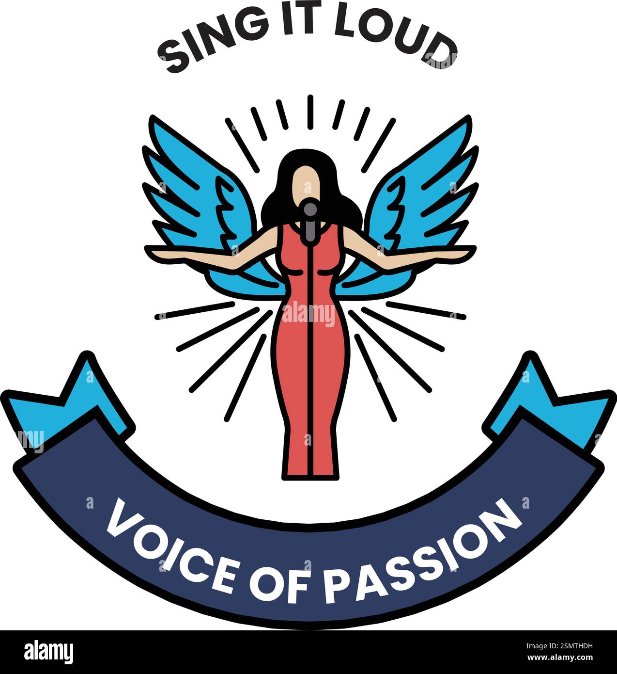 Woman singing vintage microphone studio Stock Vector Images - Alamy