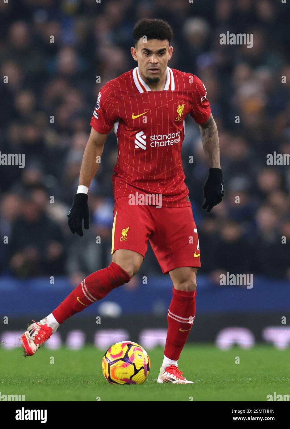 Liverpool, UK. 12th Feb, 2025. Luis Diaz of Liverpool during the ...