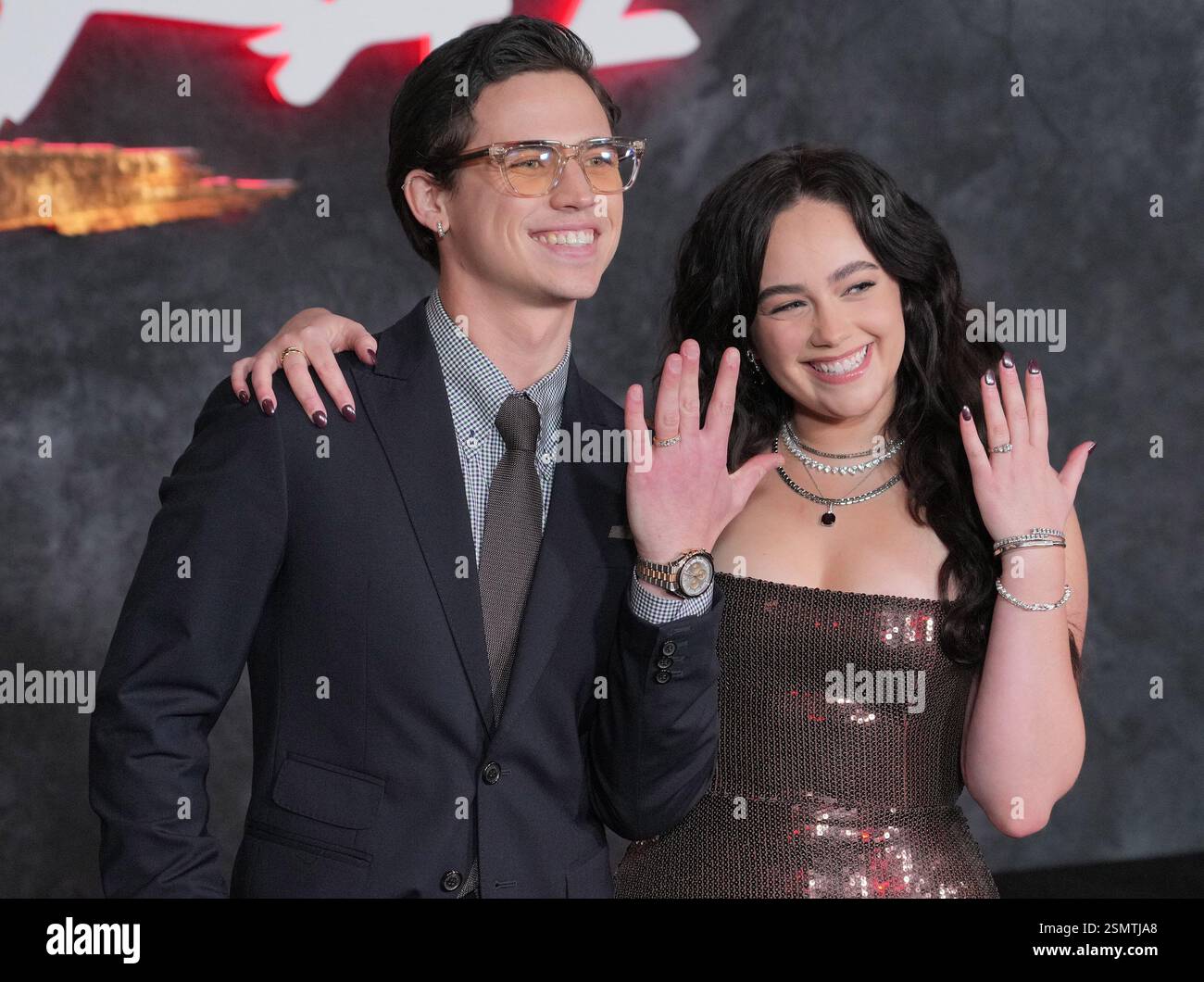 Los Angeles, USA. 12th Feb, 2025. (L-R) Tanner Buchanan and Mary Mouser ...