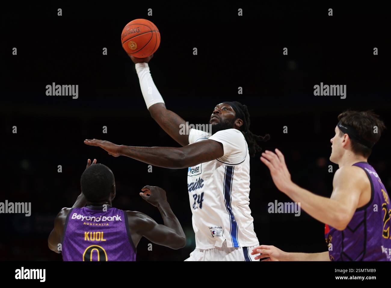Sydney, Australia. 13th Feb, 2025. Montrezl Harrell of the 36ers lays ...