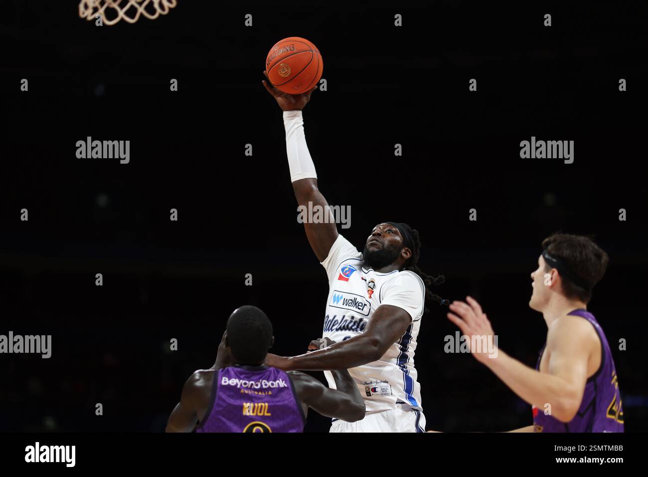 Sydney, Australia. 13th Feb, 2025. Montrezl Harrell of the 36ers lays ...