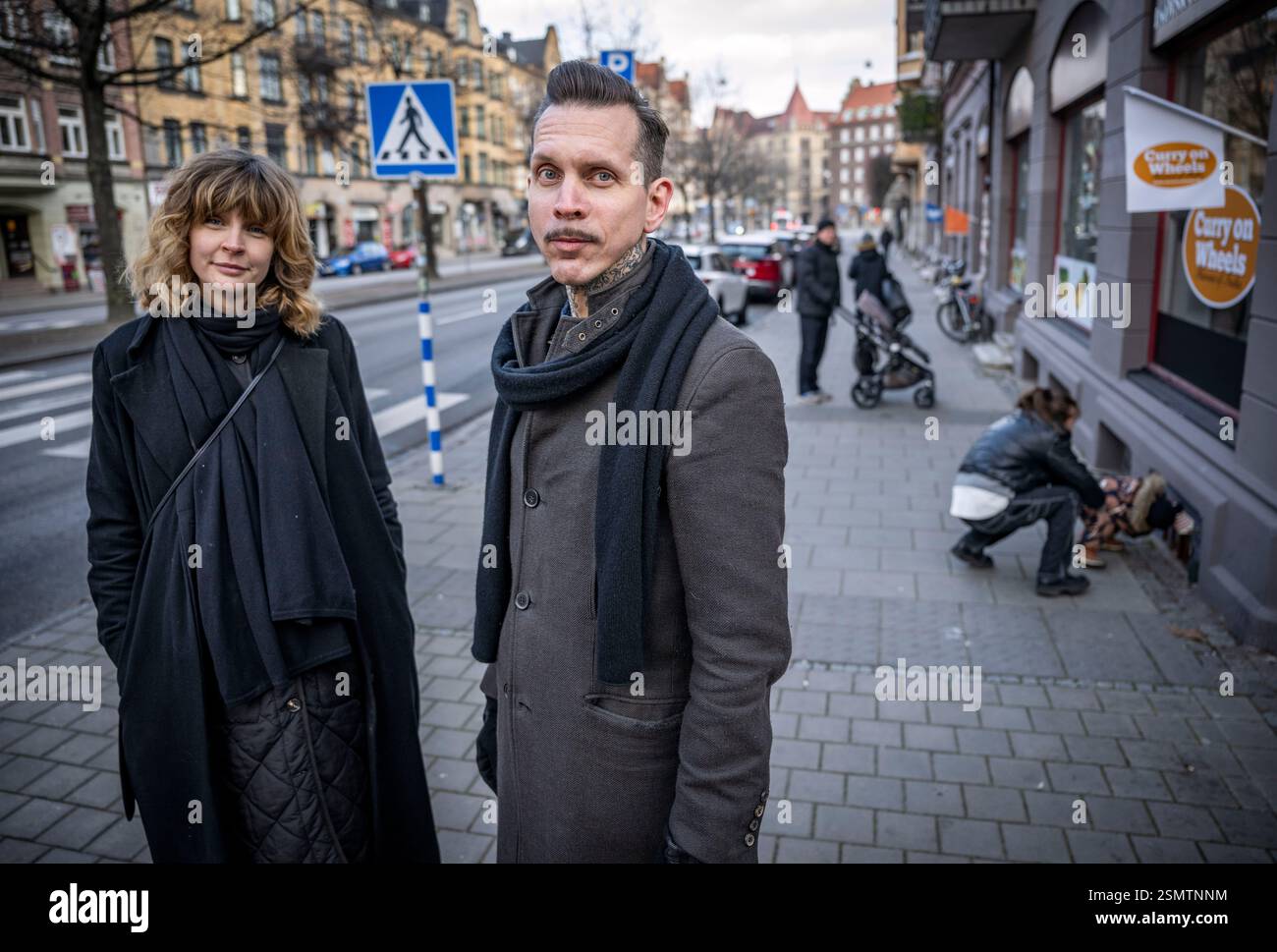 Artists Elin Westerholm and Lupus Nensén in front of the miniature nut ...
