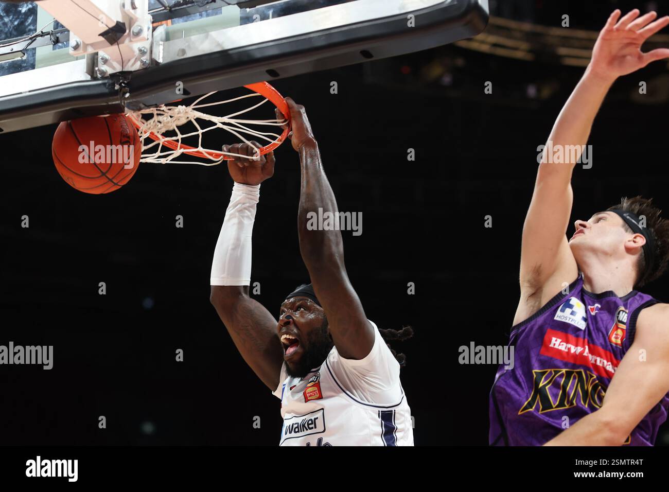 Sydney, Australia. 13th Feb, 2025. Montrezl Harrell of the 36ers dunks ...