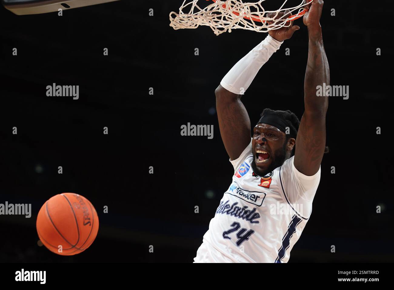 Sydney, Australia. 13th Feb, 2025. Montrezl Harrell of the 36ers dunks ...