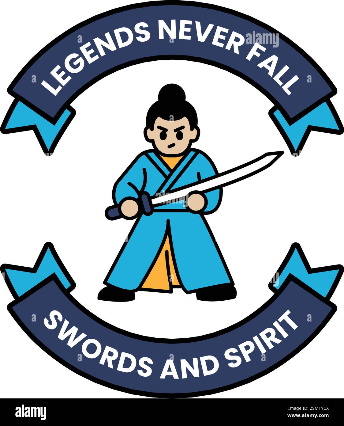 A man holding a sword and a banner in the style of sign illustrations ...