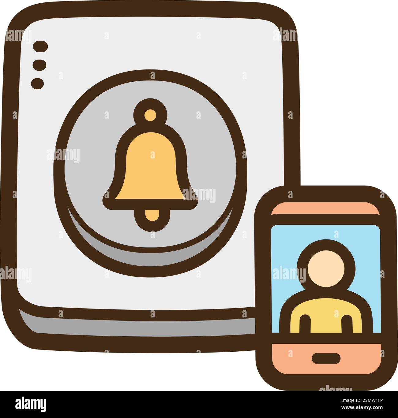 Smart doorbell vector doodle illustration and graphic. Part of smart ...