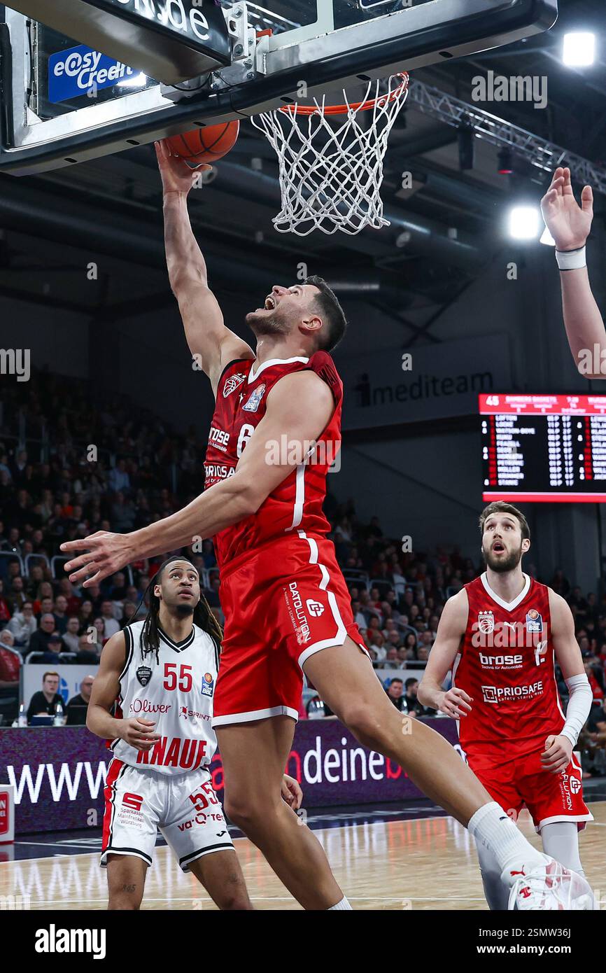 Bamberg, Germany. 12th Feb, 2025. Basketball, Bundesliga, Main Round ...