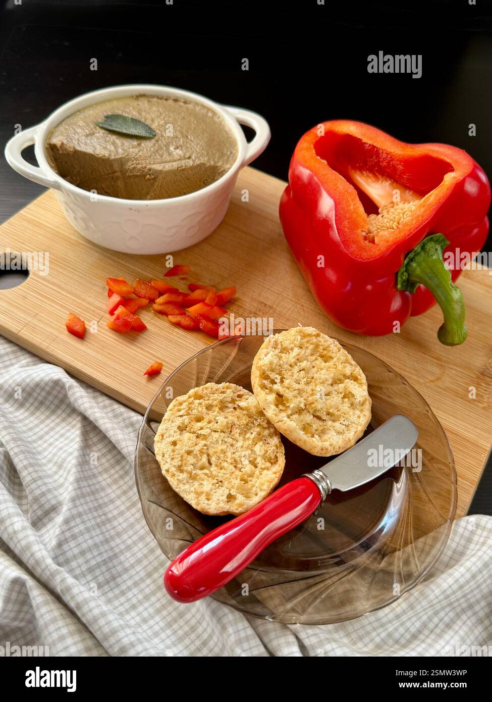 homemade black pepper biscuits with chicken liver pate Stock Photo - Alamy