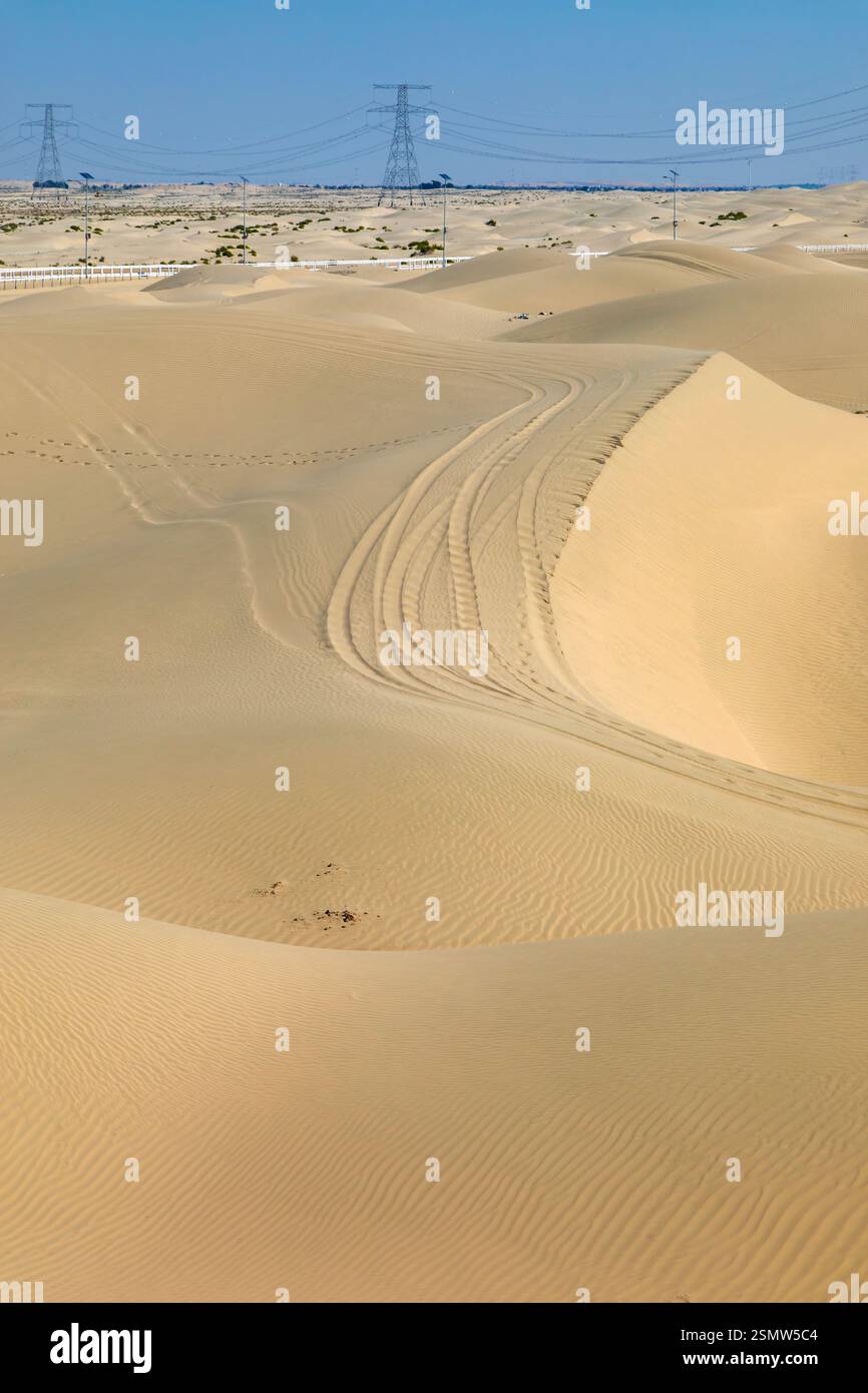 Desert landscape with tire tracks and trails Stock Photo - Alamy
