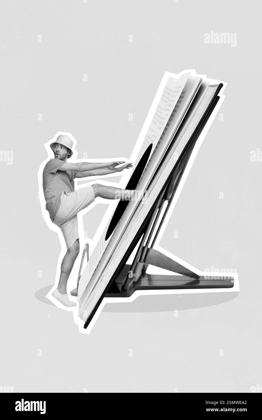 Vertical collage image of impressed confused little black white colors ...