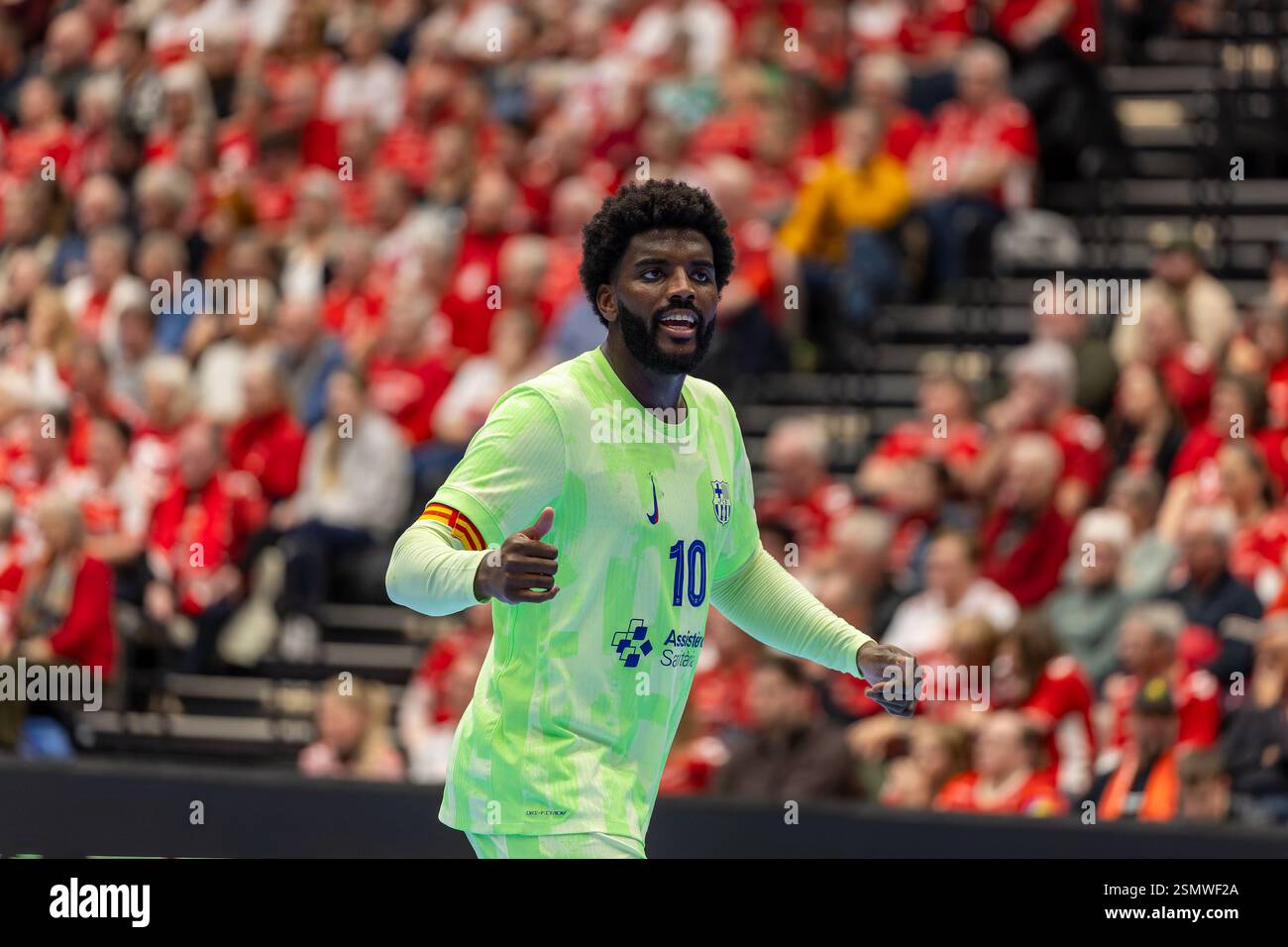 Aalborg, Denmark. 12th Feb, 2025. Dika Mem (10) of Barca seen in the ...