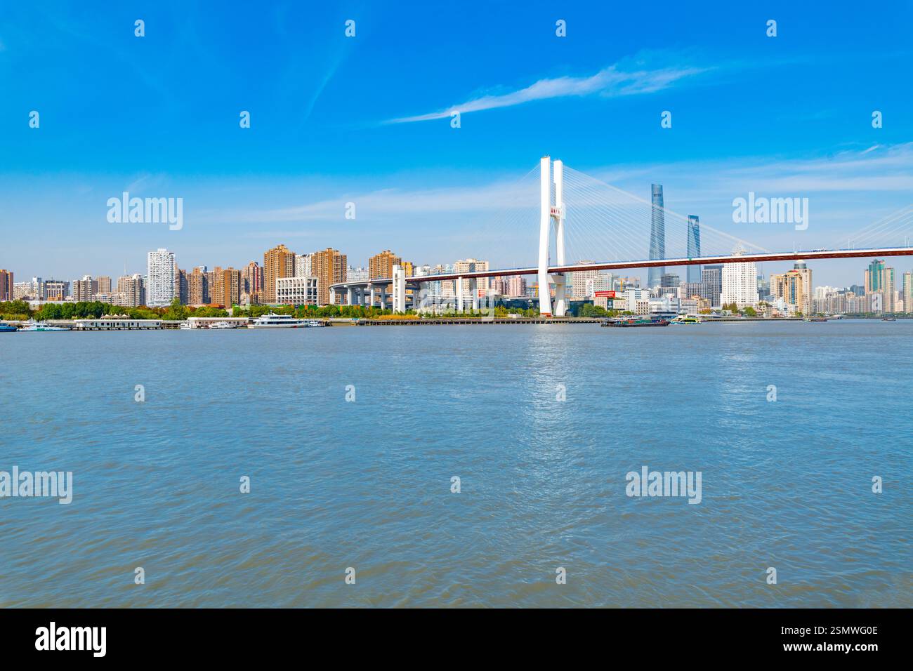Cityscape near Nanpu Bridge in Pudong New Area, Shanghai, China Stock ...