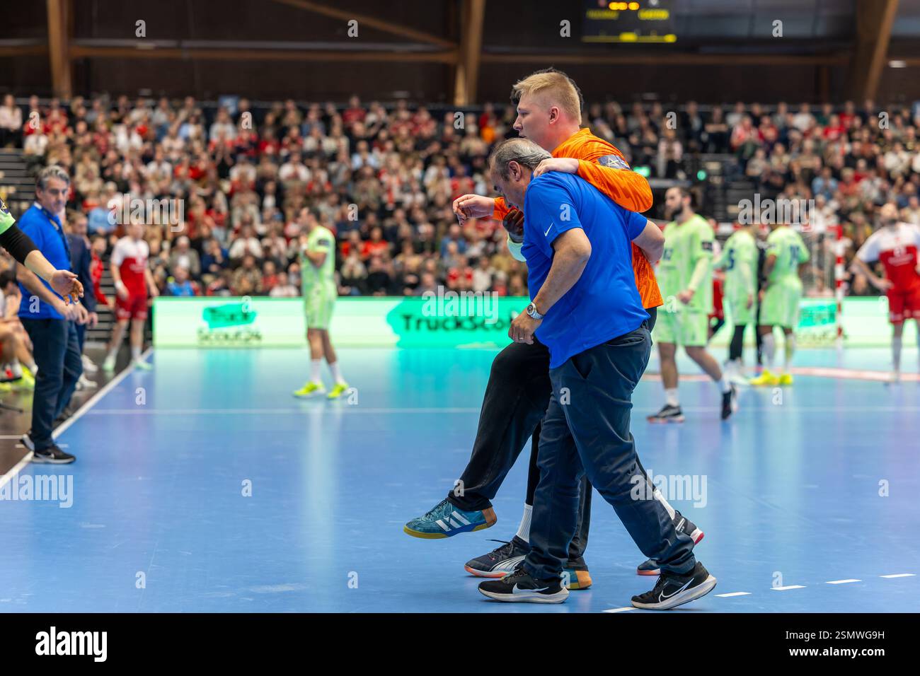 Aalborg, Denmark. 12th Feb, 2025. Emil Nielsen (12) of Barca seen in ...