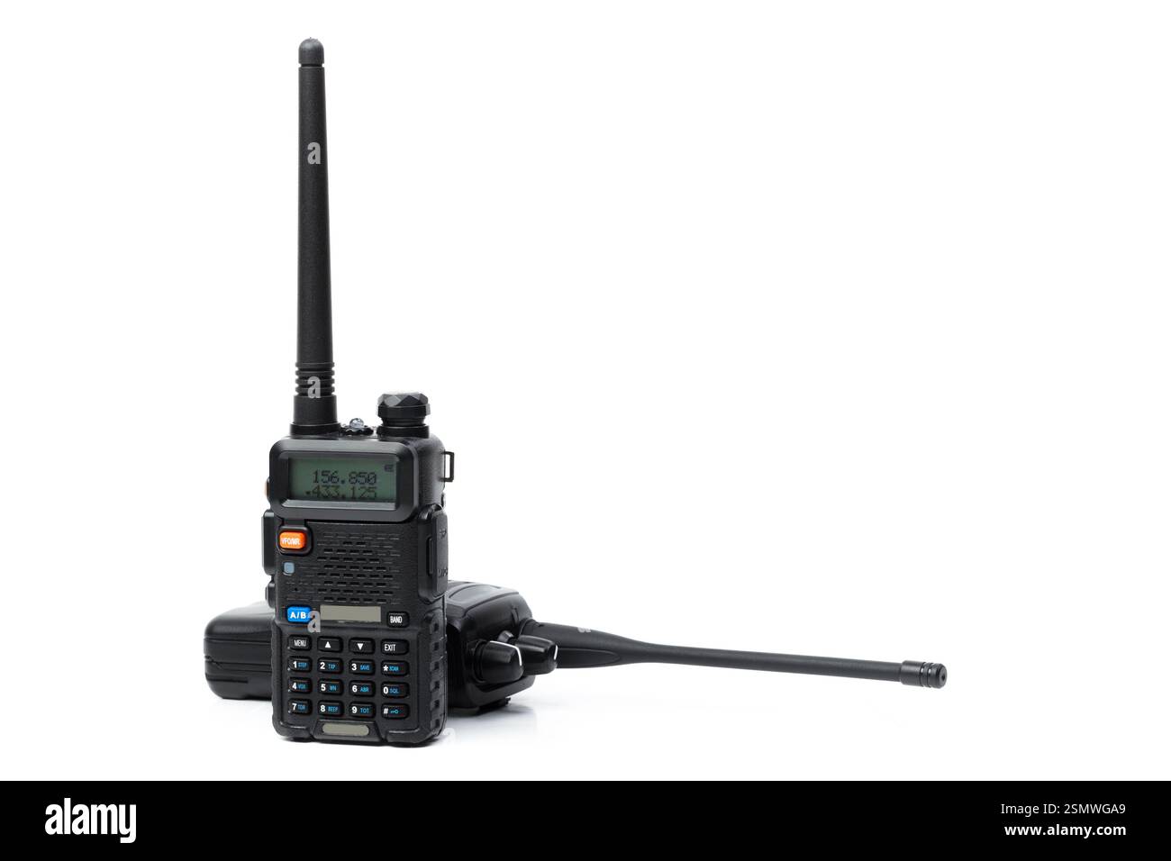 Handheld communication device with dual antennas on a white background ...