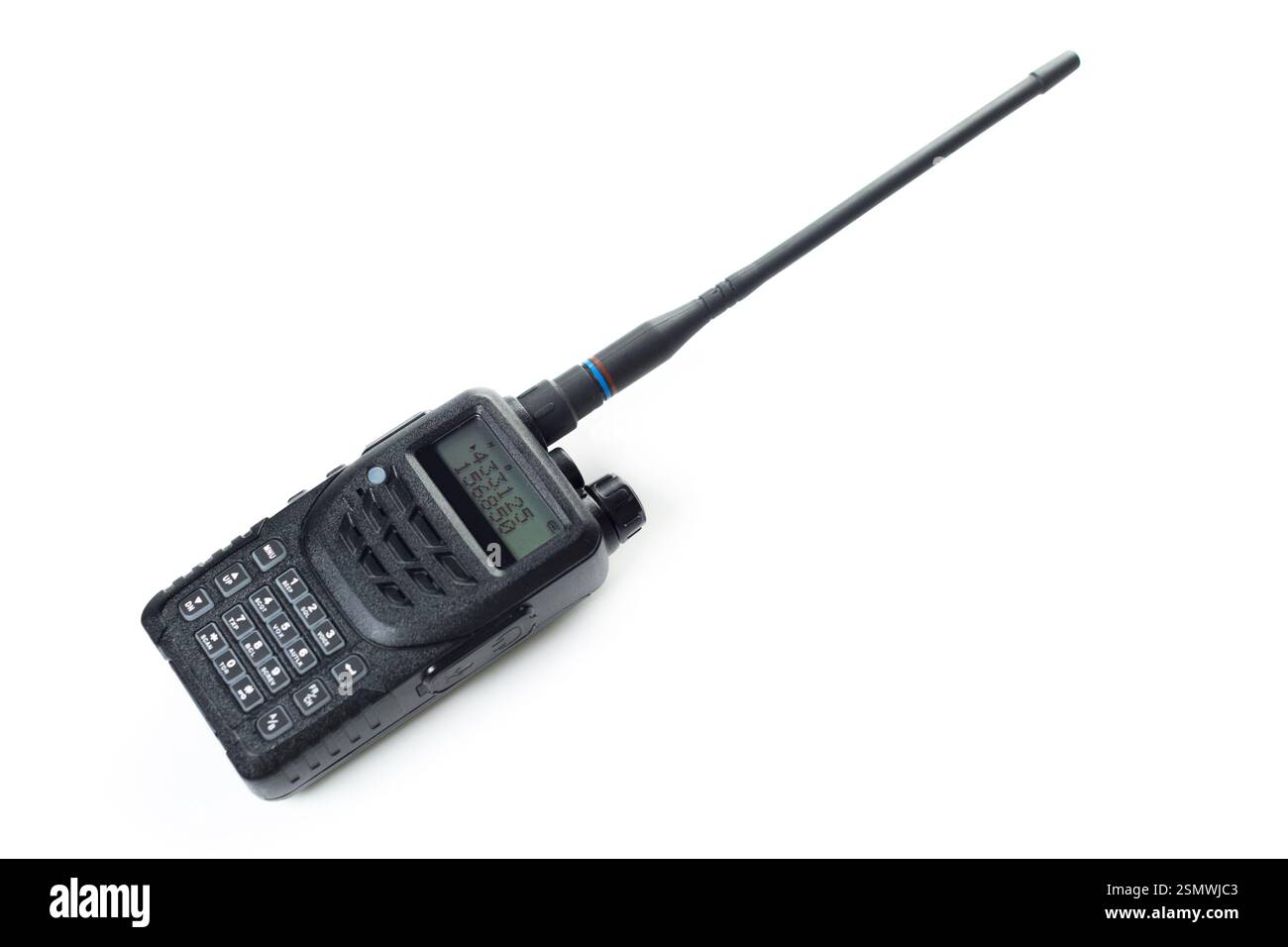 Compact two-way radio with screen and antenna designed for clear ...