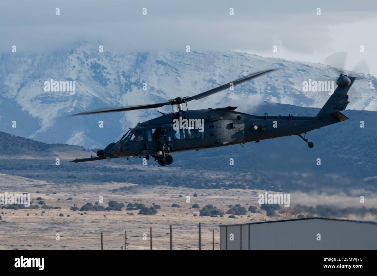 A U.S. Air Force HH-60W Jolly Green II helicopter assigned to the 55th ...