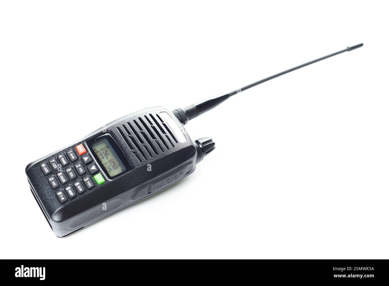 Handheld communication device featuring a keypad and antenna for radio ...
