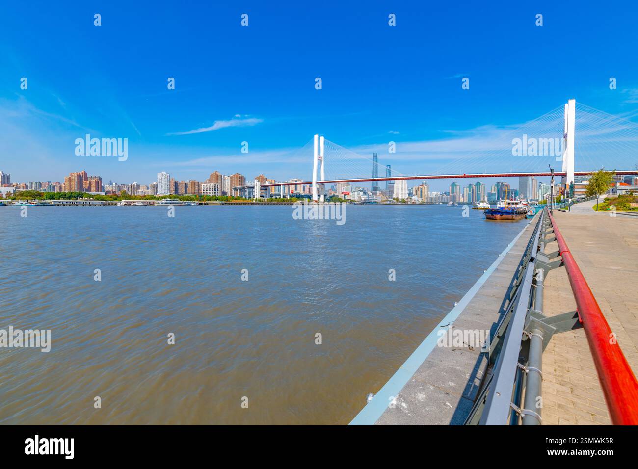 Cityscape near Nanpu Bridge in Pudong New Area, Shanghai, China Stock ...