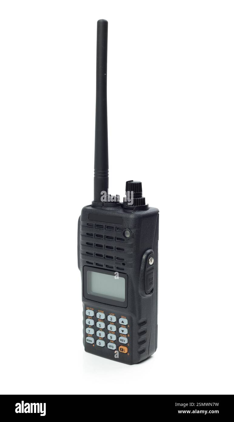 Handheld two-way radio with digital display and extended antenna for ...