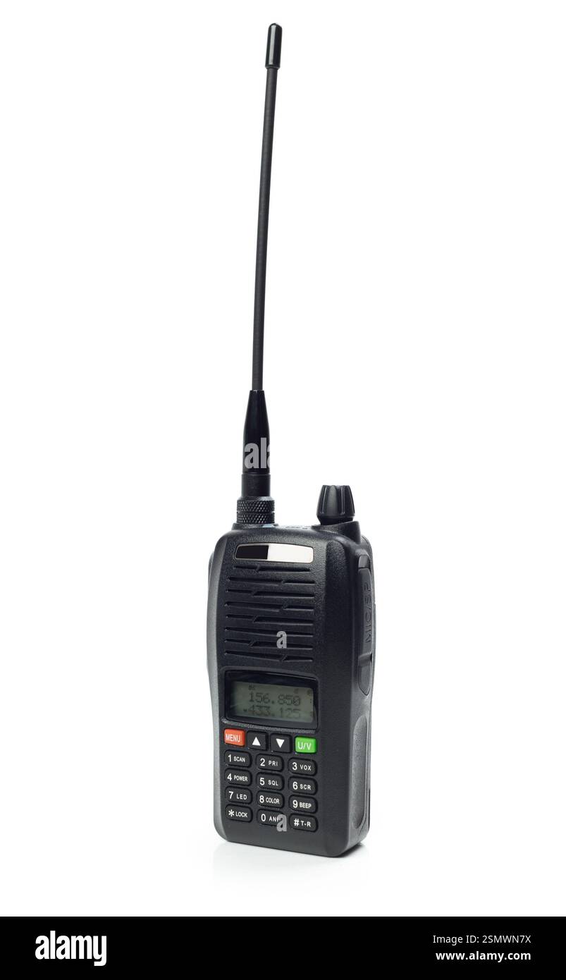 Portable two-way radio with antenna and keypad for outdoor ...