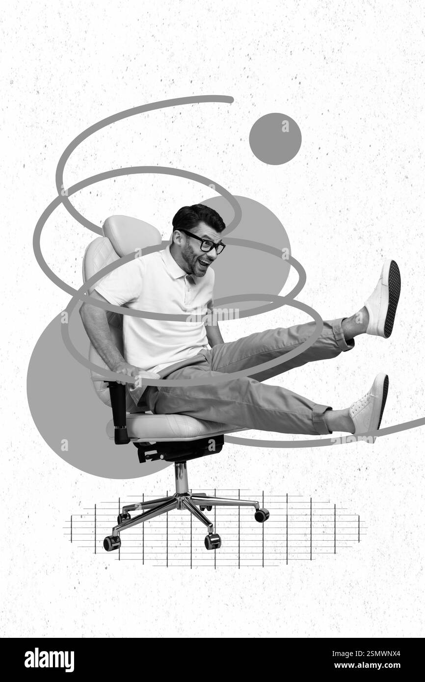 Creative photo 3d collage artwork poster picture of crazy office man ...