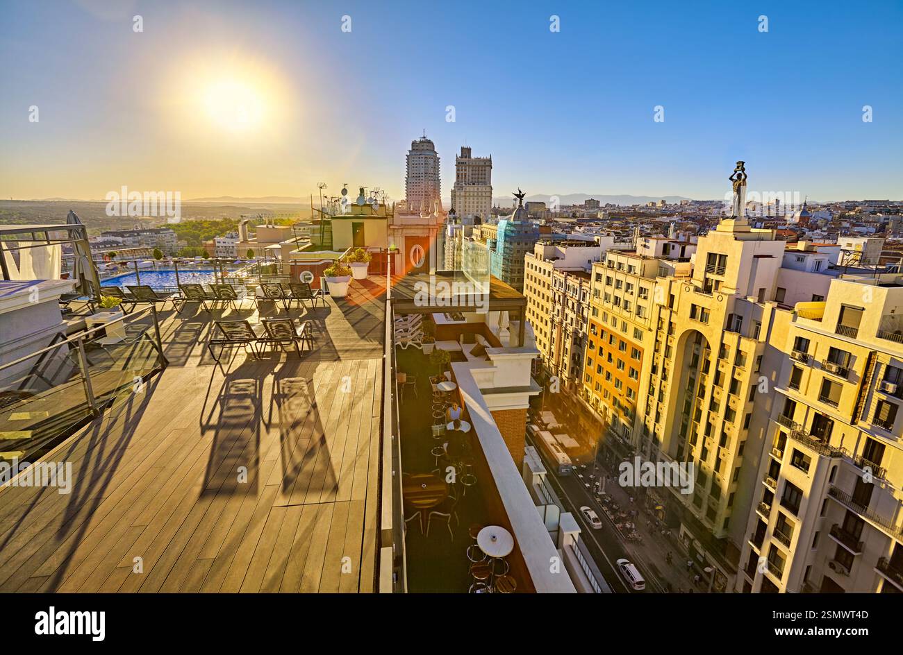 Emperador Hotel rooftop, located at Lope de Vega building in Gran Via ...