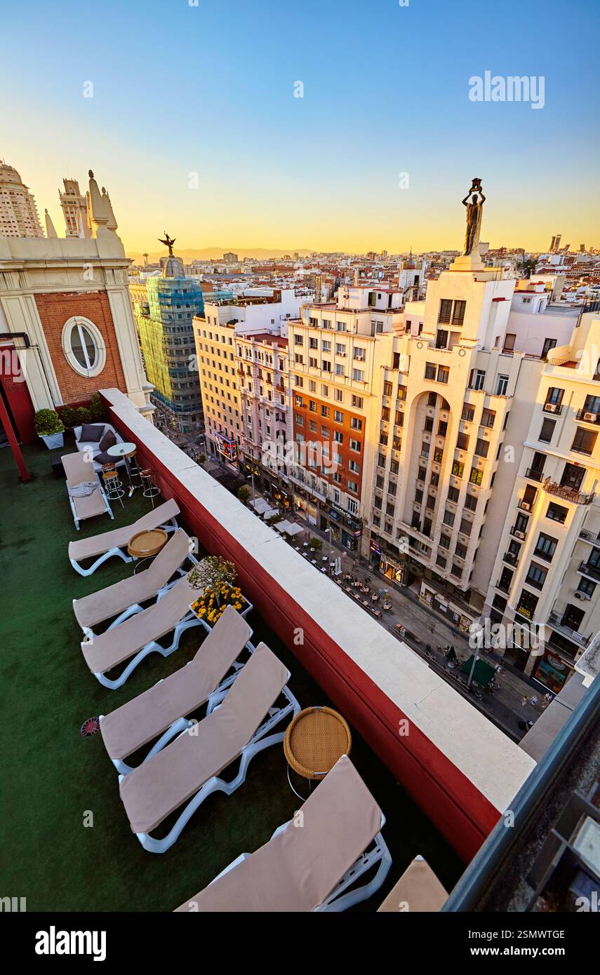 Emperador Hotel rooftop, located at Lope de Vega building in Gran Via ...