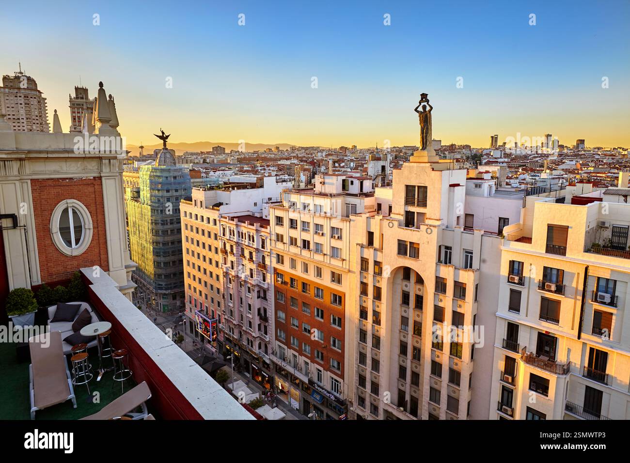 Emperador Hotel rooftop, located at Lope de Vega building in Gran Via ...