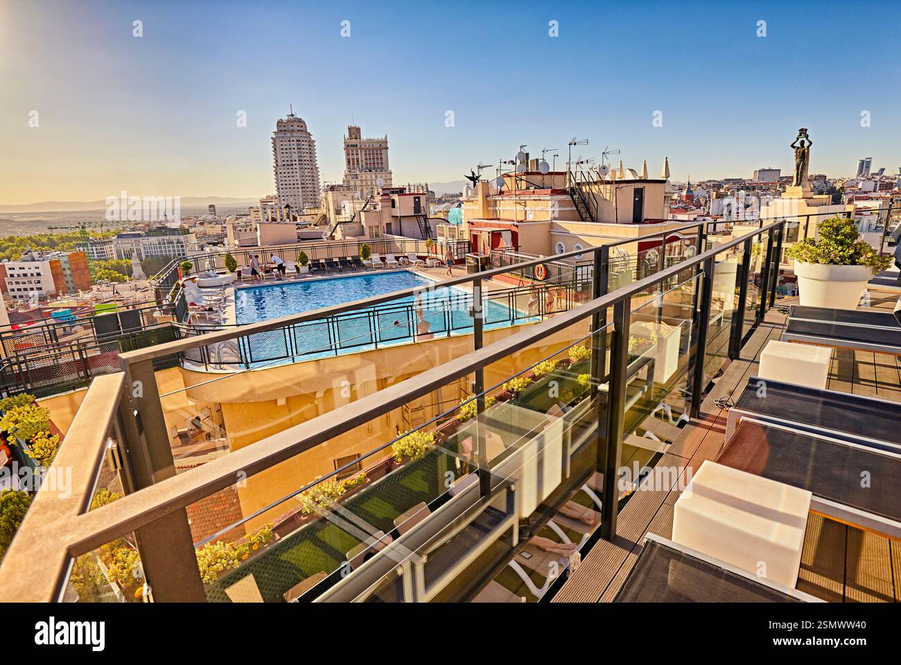 Emperador Hotel rooftop, located at Lope de Vega building in Gran Via ...