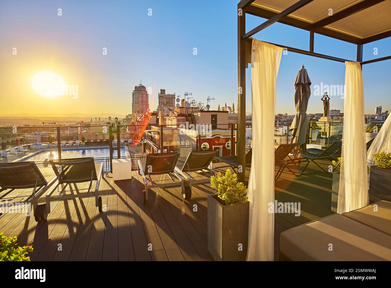 Emperador Hotel rooftop, located at Lope de Vega building in Gran Via ...