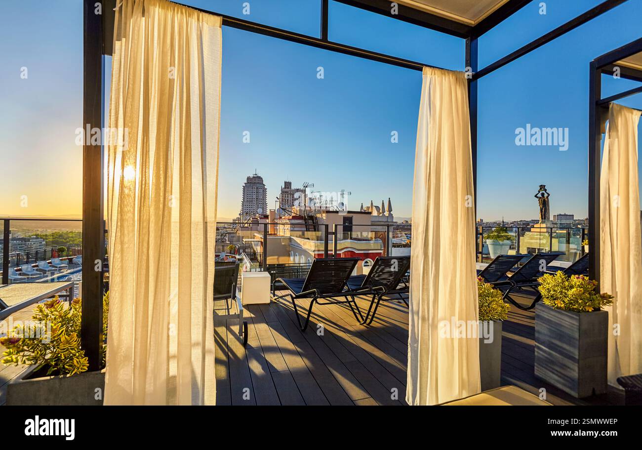 Emperador Hotel rooftop, located at Lope de Vega building in Gran Via ...