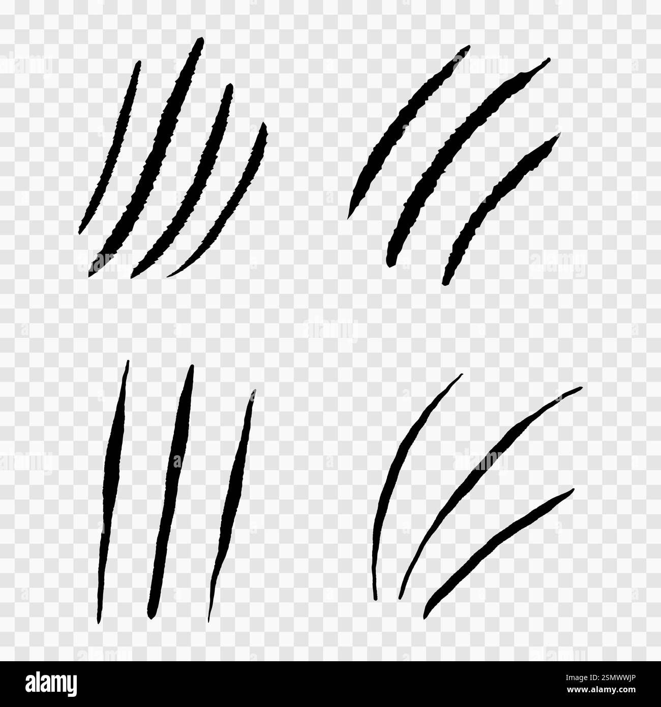 Claw marks scratches silhouette, cat or wild animal scrape track ...