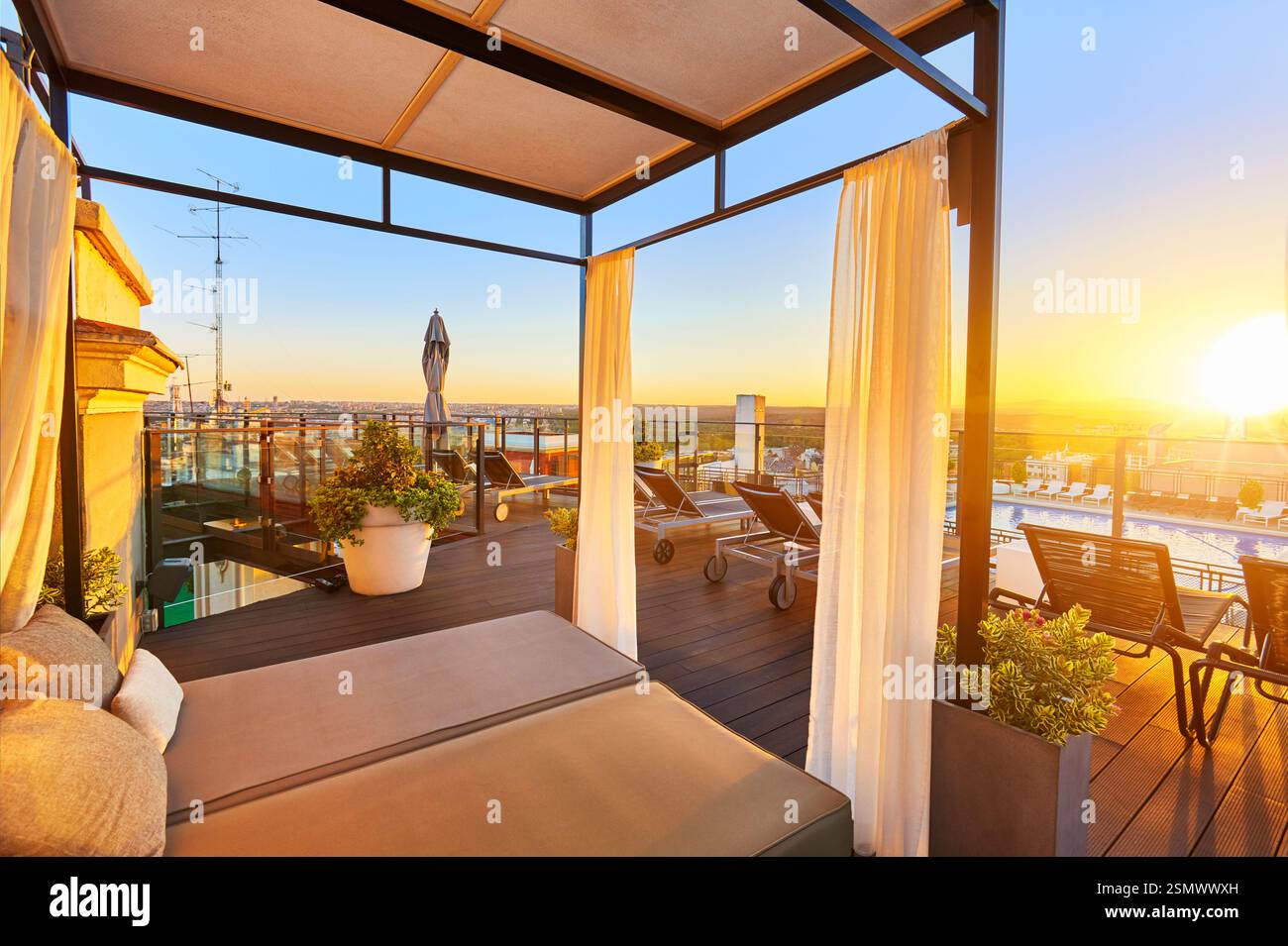 Emperador Hotel rooftop, located at Lope de Vega building in Gran Via ...