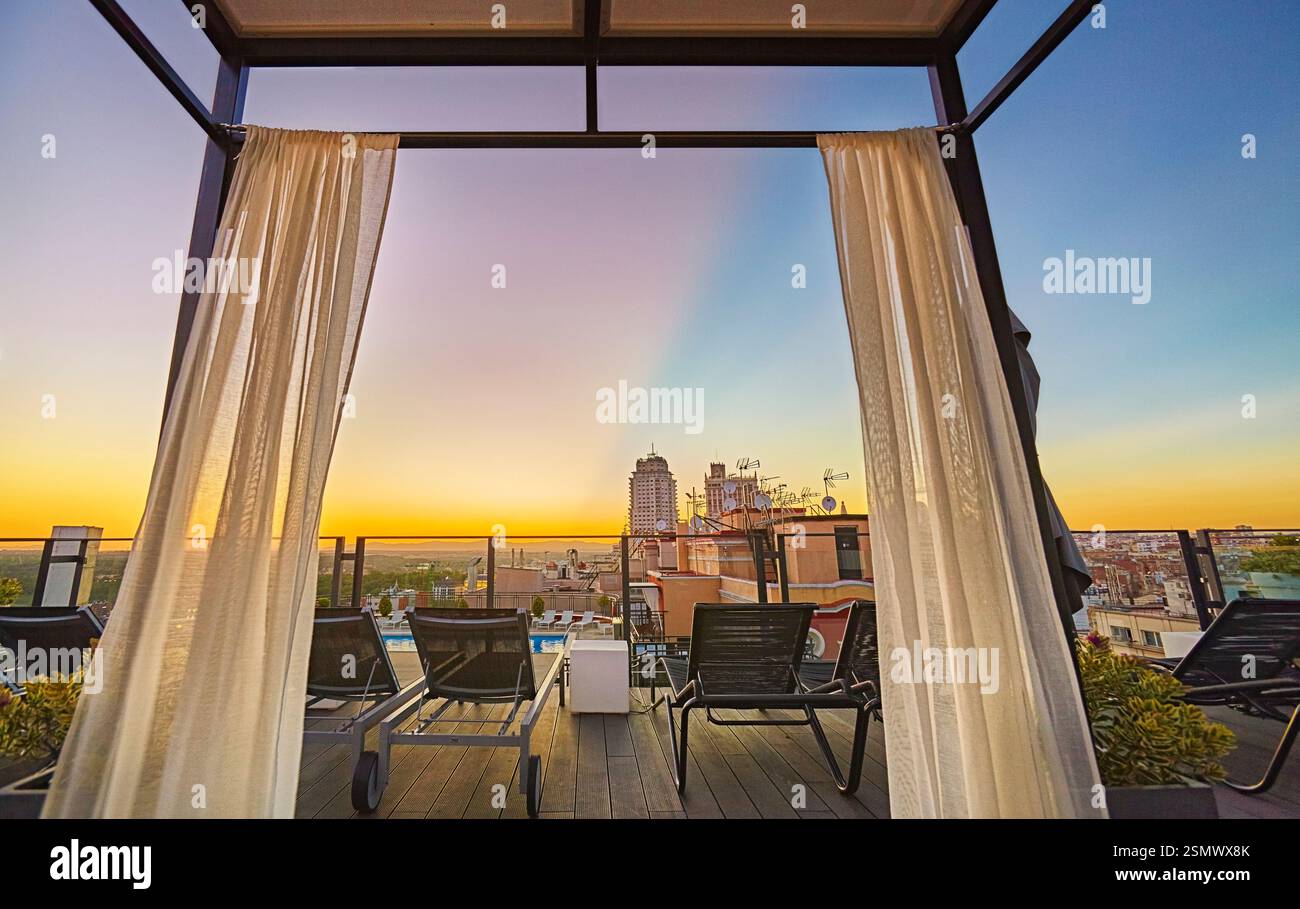 Emperador Hotel rooftop, located at Lope de Vega building in Gran Via ...