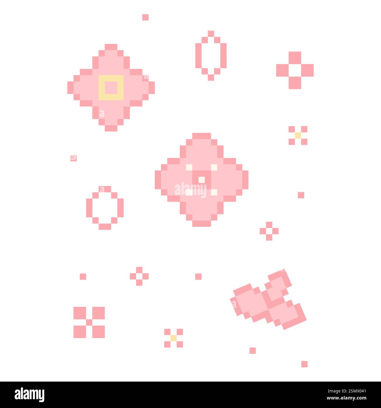 Sakura cherry pixel flower, floral japan 8 bit retro y2k plam. East ...