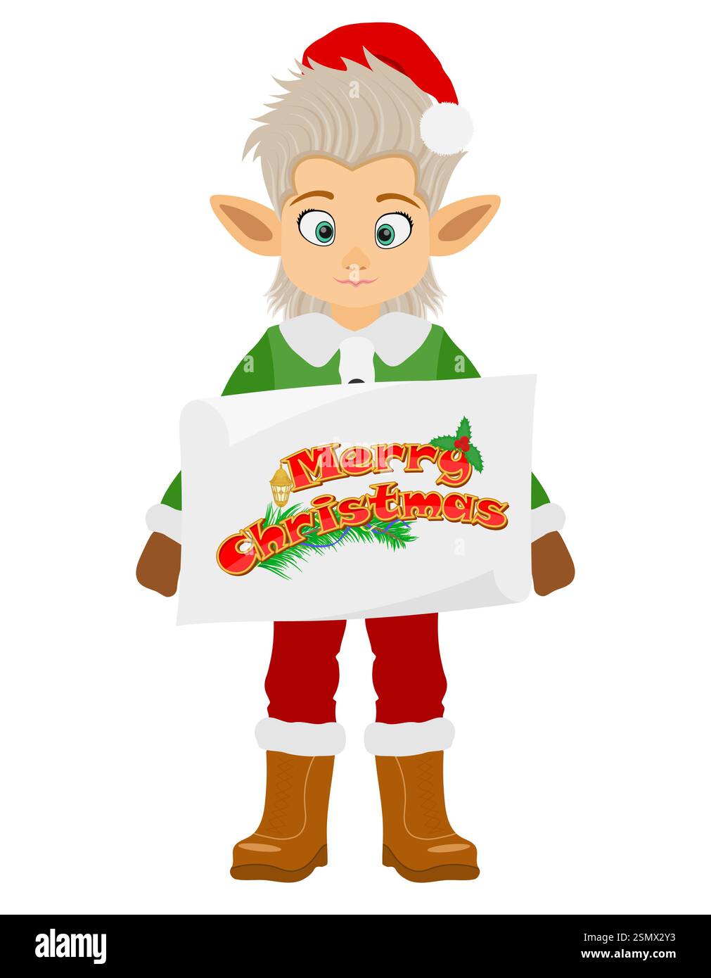 christmas elf santa claus helper flat style vector illustration ...