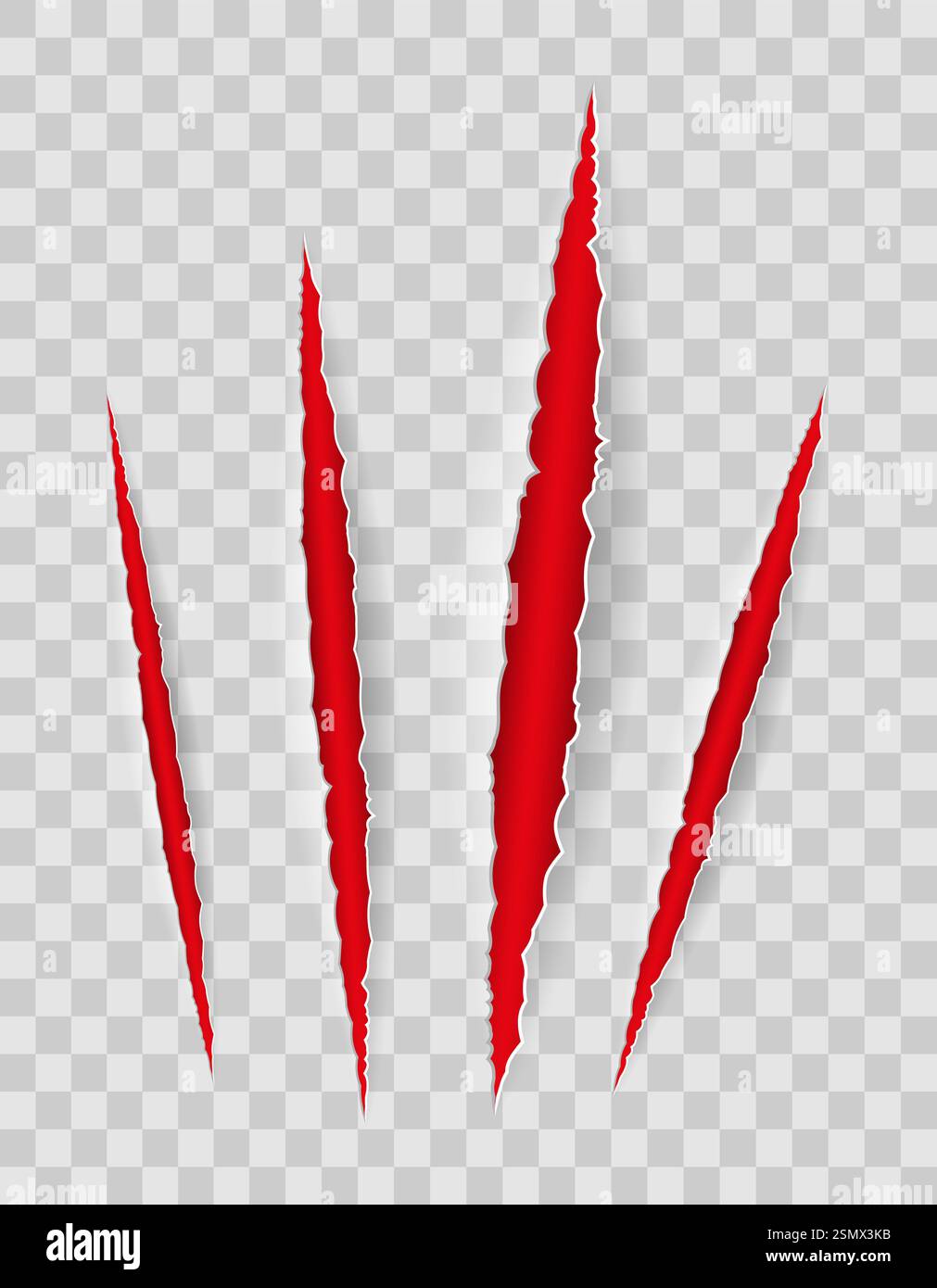 trace of scratches with claws until blood vector illustration isolated ...