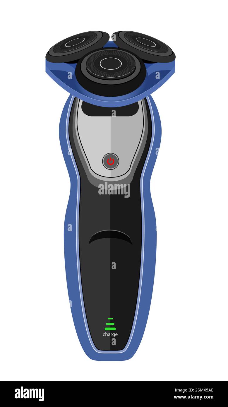 modern men's electric razor on a battery flat style vector illustration ...