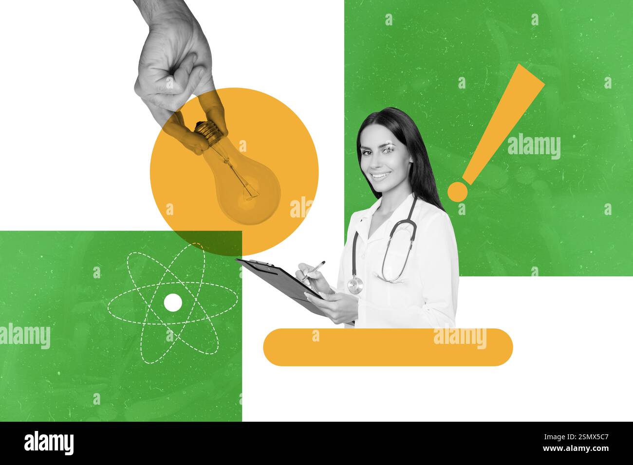 Creative 3D photo collage trend artwork template of brilliant idea ...