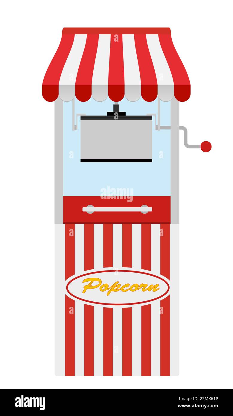 flat style popcorn making machine sweet snack vector illustration ...