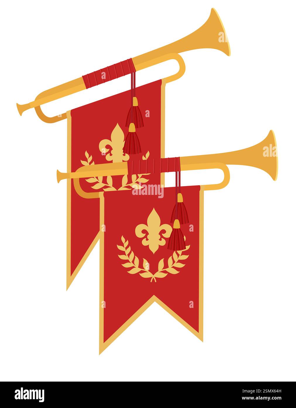 king royal golden horn trumpet flat style vector illustration isolated ...