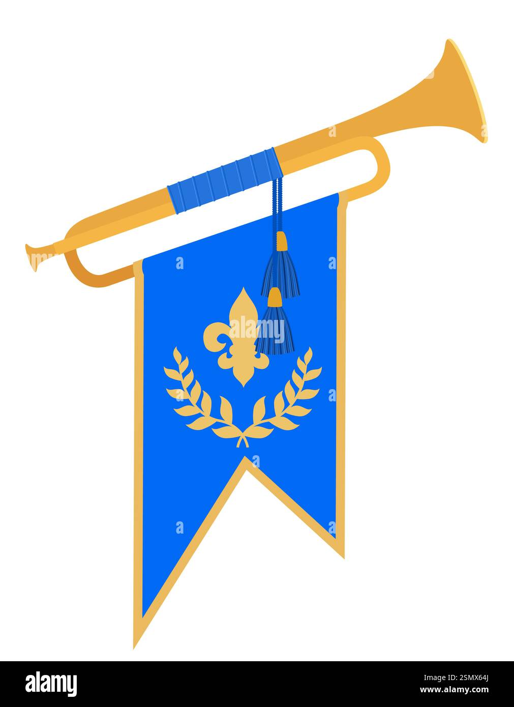 king royal golden horn trumpet flat style vector illustration isolated ...